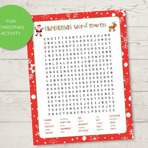 Instant Download, Printable Christmas Word Search and Answer Key, Fun ...