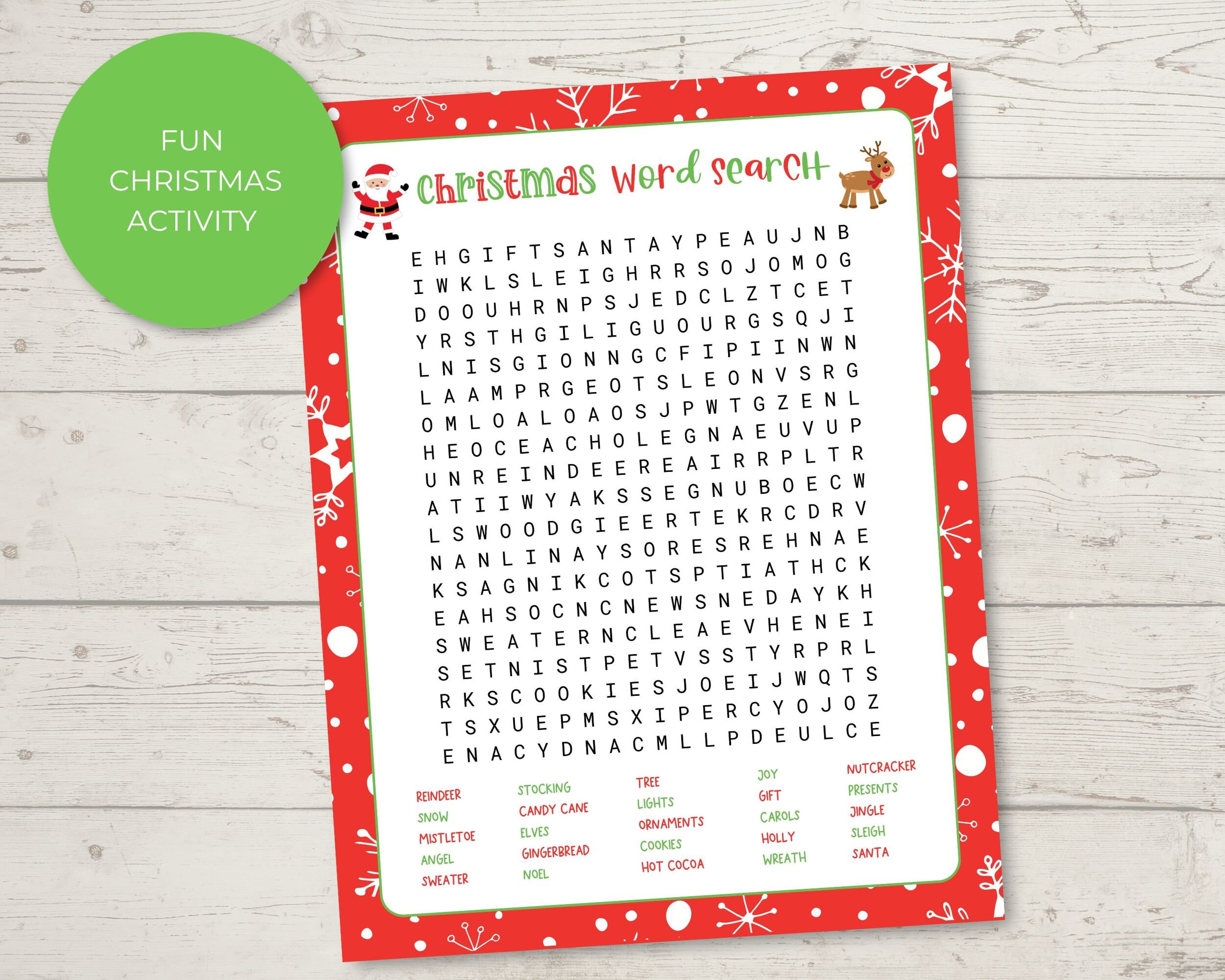 Instant Download, Printable Christmas Word Search and Answer Key, Fun ...