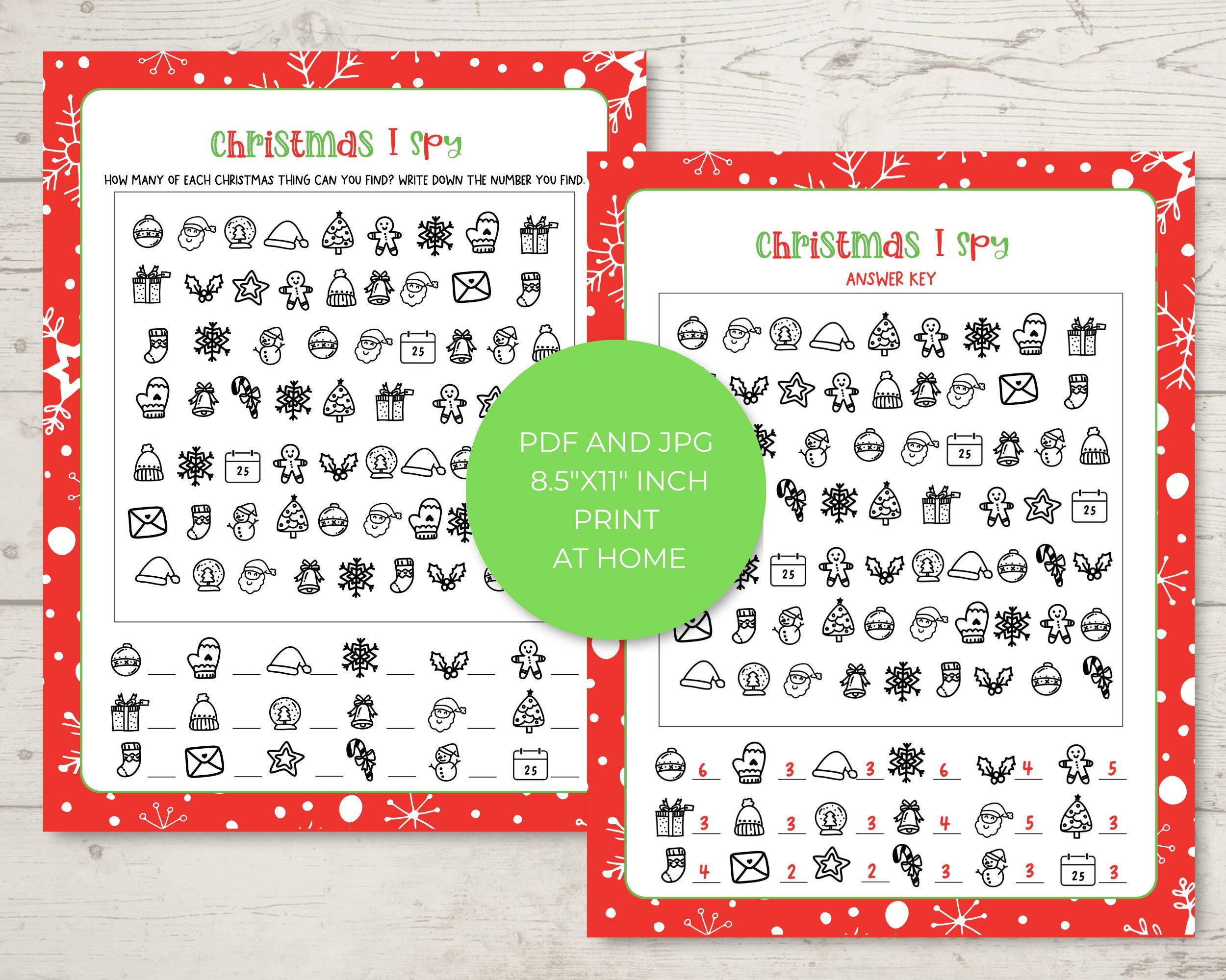 Instant Download, Printable Christmas I Spy, Kids Activity, Class Party ...