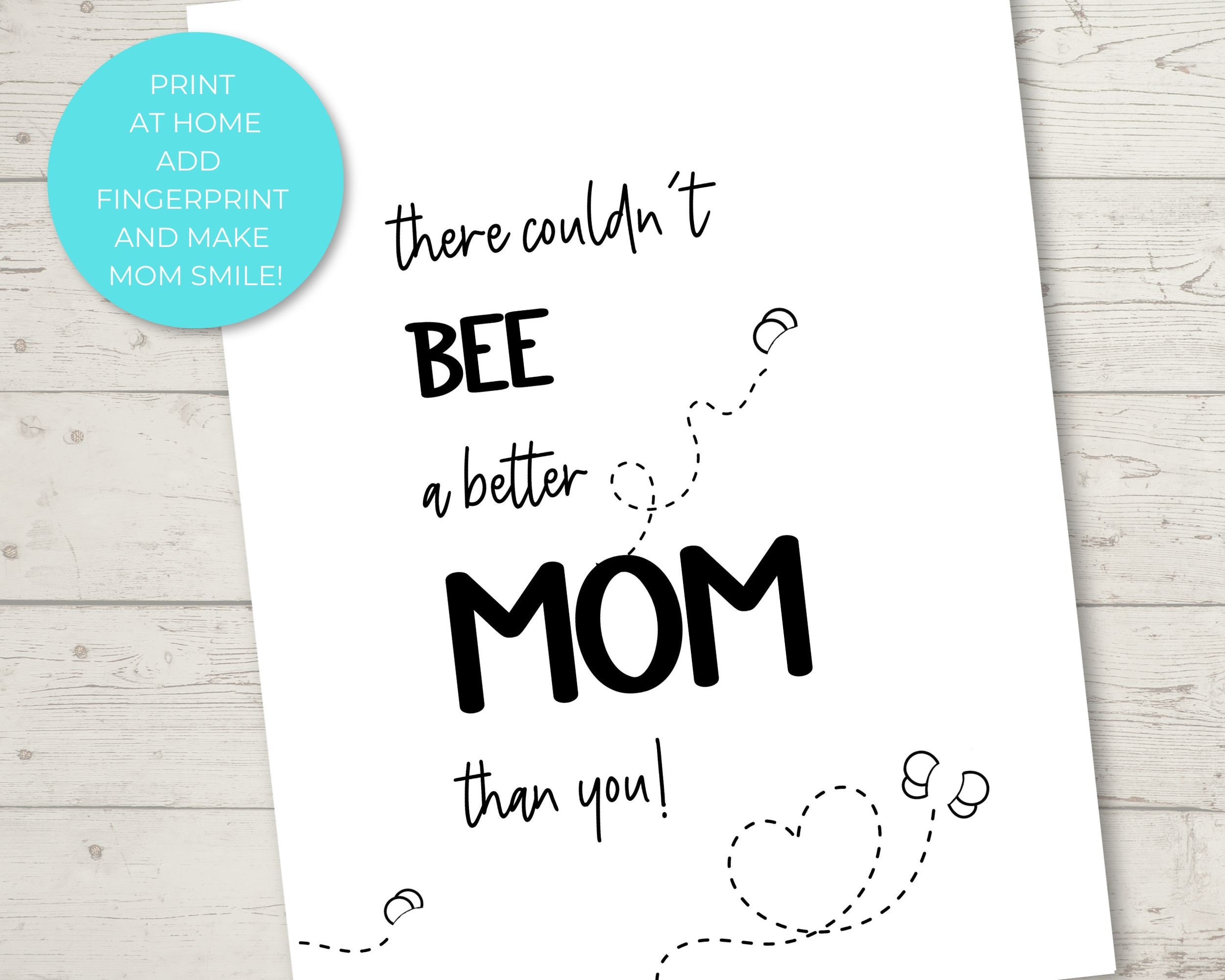 Instant Download, Printable Fingerprint Bee Art, Keepsake Gift for Mom ...