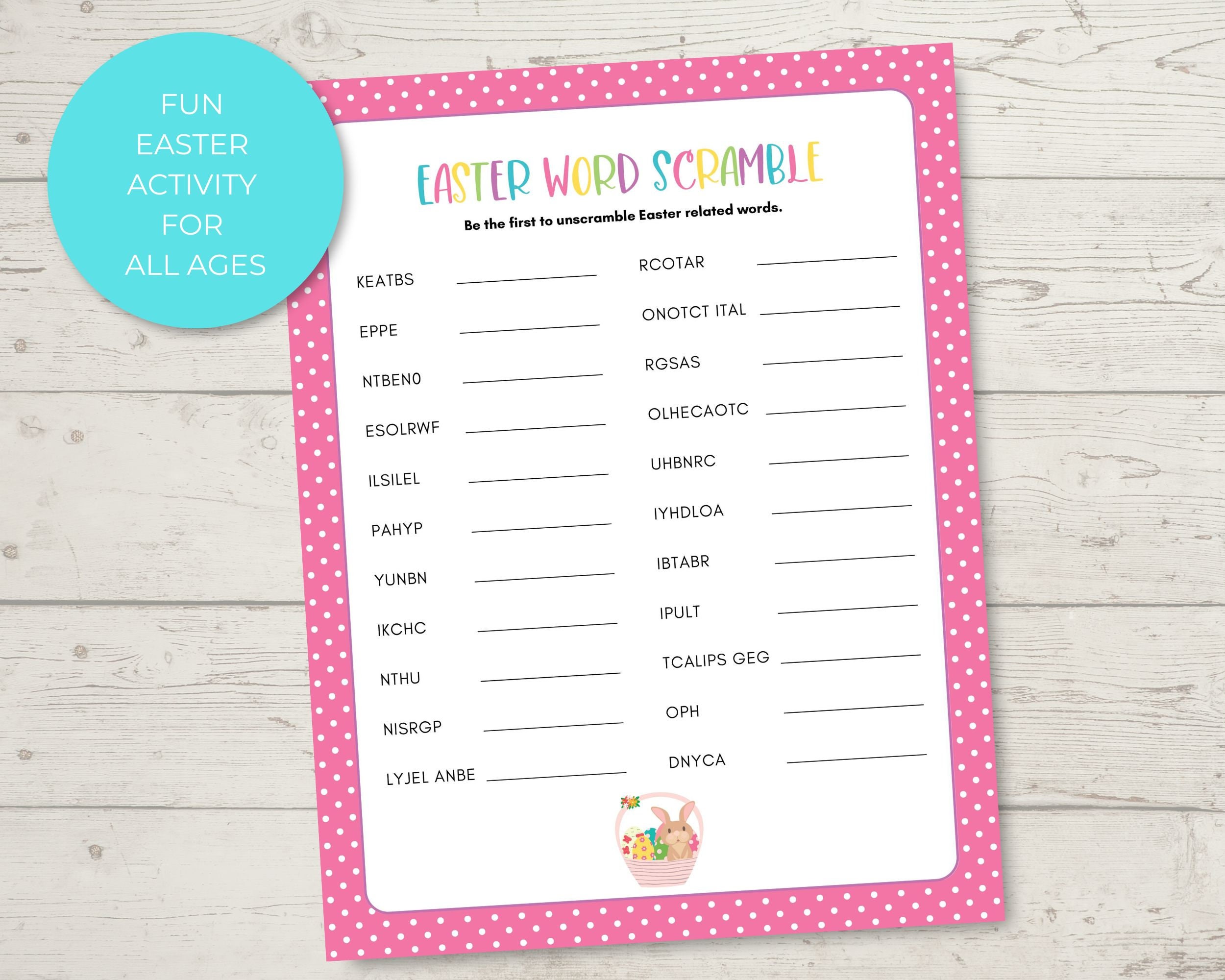 Instant Download, Printable Easter Word Scramble, Kids Activity, Easter ...