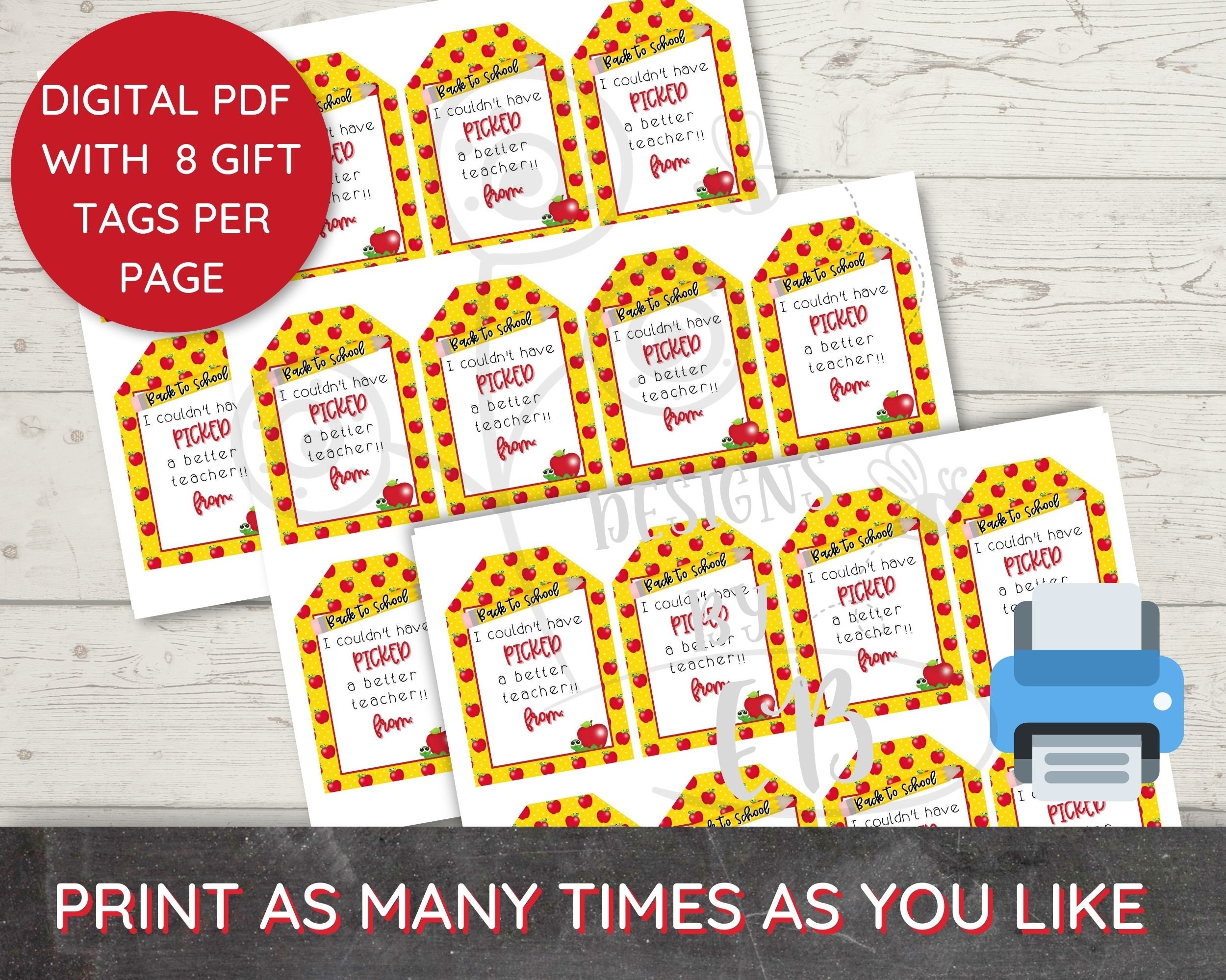 Instant Download Printable Back to School Gift Tag Easy Last - Etsy