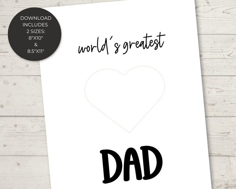 Instant Download, Printable Handprint Heart Art, Keepsake Gift for Dad ...
