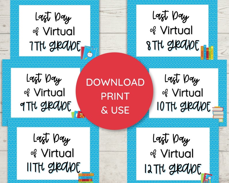 Instant Download, First Day & Last Day of Virtual School Printable ...
