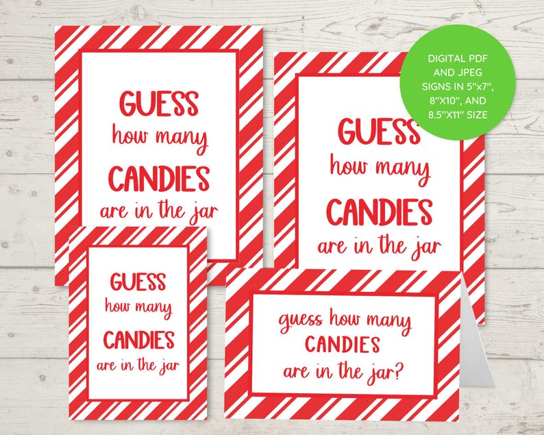 Instant Download, Printable Guess How Many Candies Holiday Sign ...