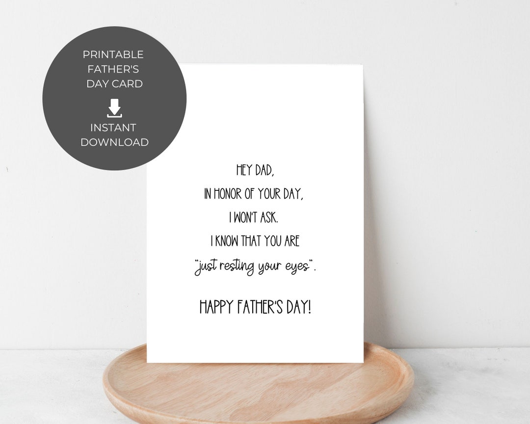 Instant Download, Digital, Humorous Printable Father's Day Card, 5x7 ...