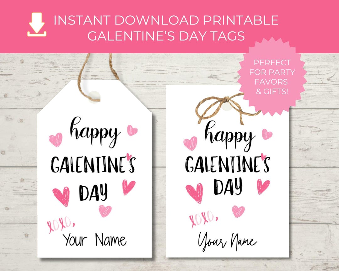 Printable Happy Galentine’s Day Gift Tags, Party Favor Labels, Girls ...