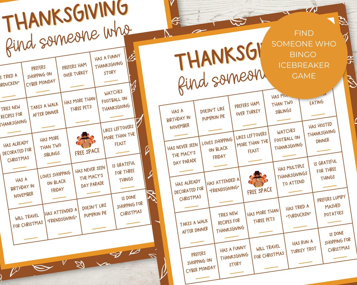 Instant Download, Printable Thanksgiving Find Someone Who Game, Find ...