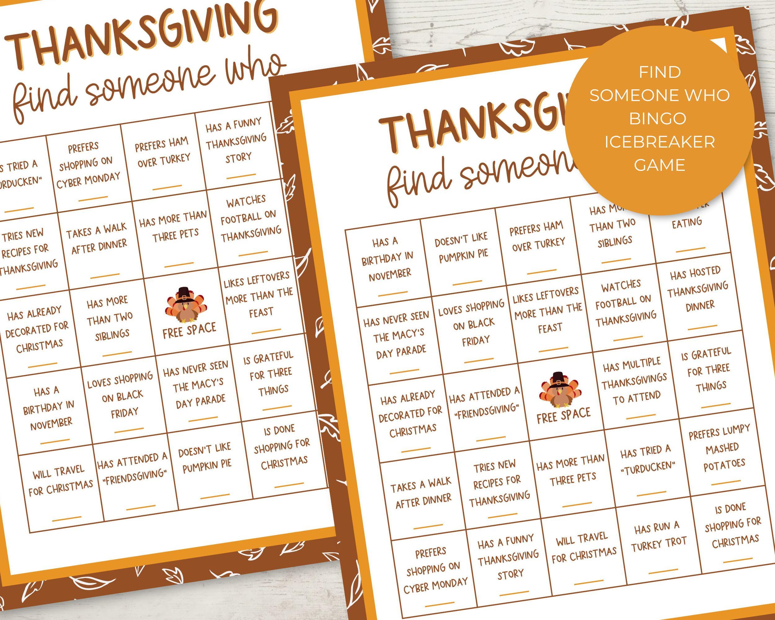 Instant Download, Printable Thanksgiving Find Someone Who Game, Find ...