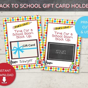 Instant Download, Printable Back to School Gift Card Holder, Easy Last ...