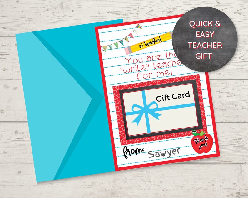 Printable Teacher Appreciation Gift Card Holder, Back to School ...