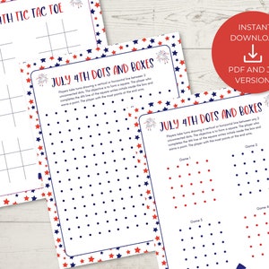 Instant Download, Printable 4th of July Kids Activity, Tic Tac Toe ...