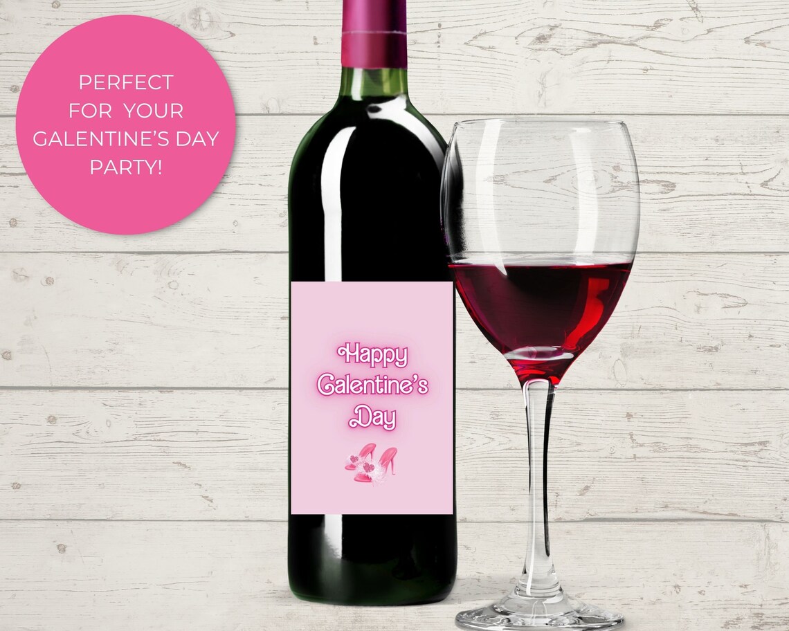 Happy Galentine's Day Printable Wine Bottle Labels, Instant Download ...