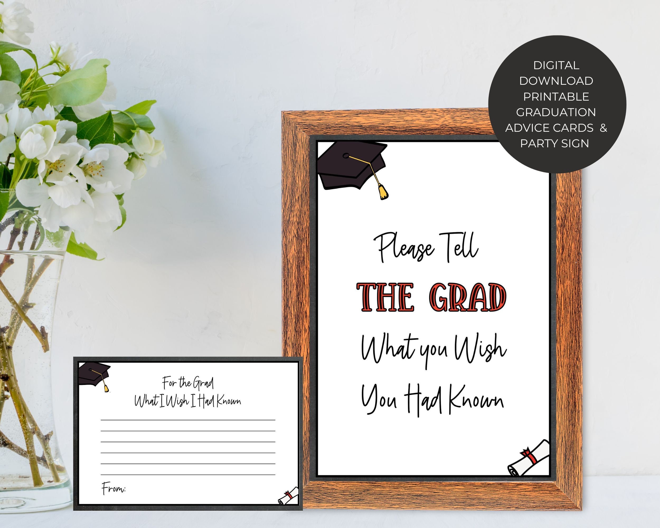 Instant Download, Printable Graduation Advice Cards, Party Activity ...