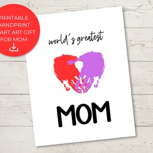 Instant Download, Printable Handprint Heart Art, Keepsake Gift for Mom ...