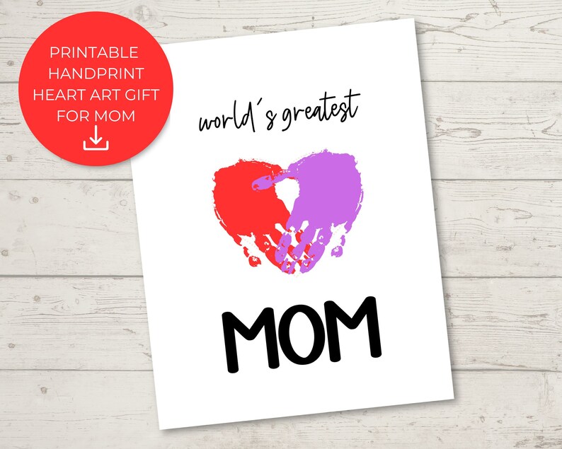 Instant Download, Printable Handprint Heart Art, Keepsake Gift for Mom ...