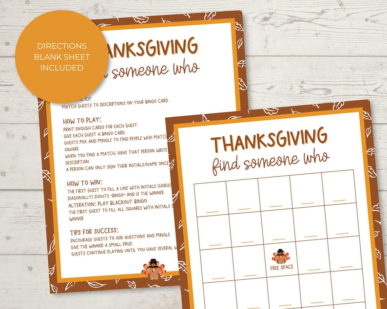 Instant Download, Printable Thanksgiving Find Someone Who Game, Find ...