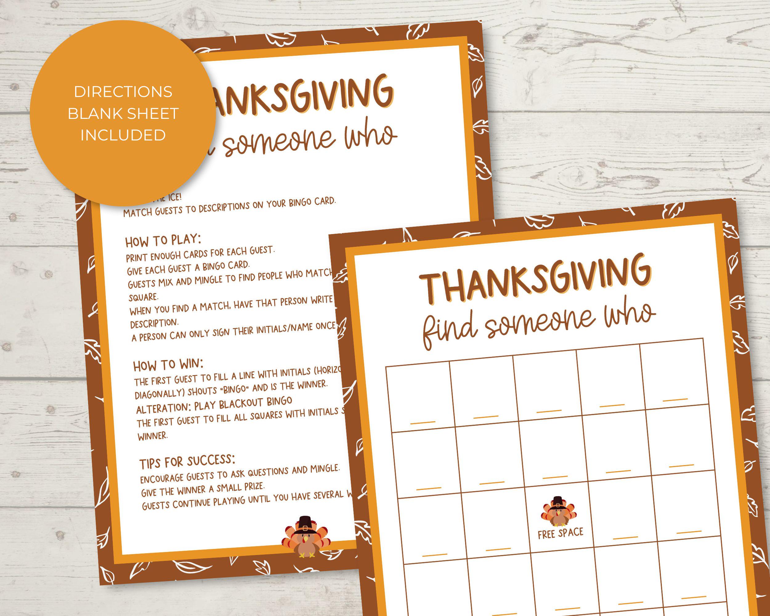Instant Download, Printable Thanksgiving Find Someone Who Game, Find ...
