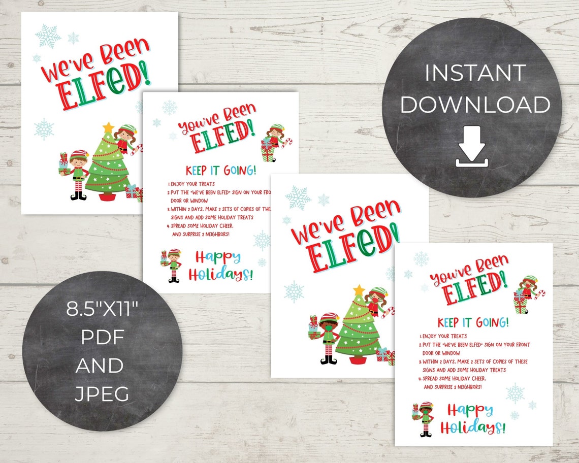 Instant Download, Printable Christmas We've Been Elfed, You've Been ...