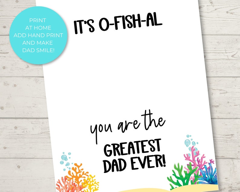 Instant Download, Printable Handprint Fish Art, Keepsake Gift for Dad ...