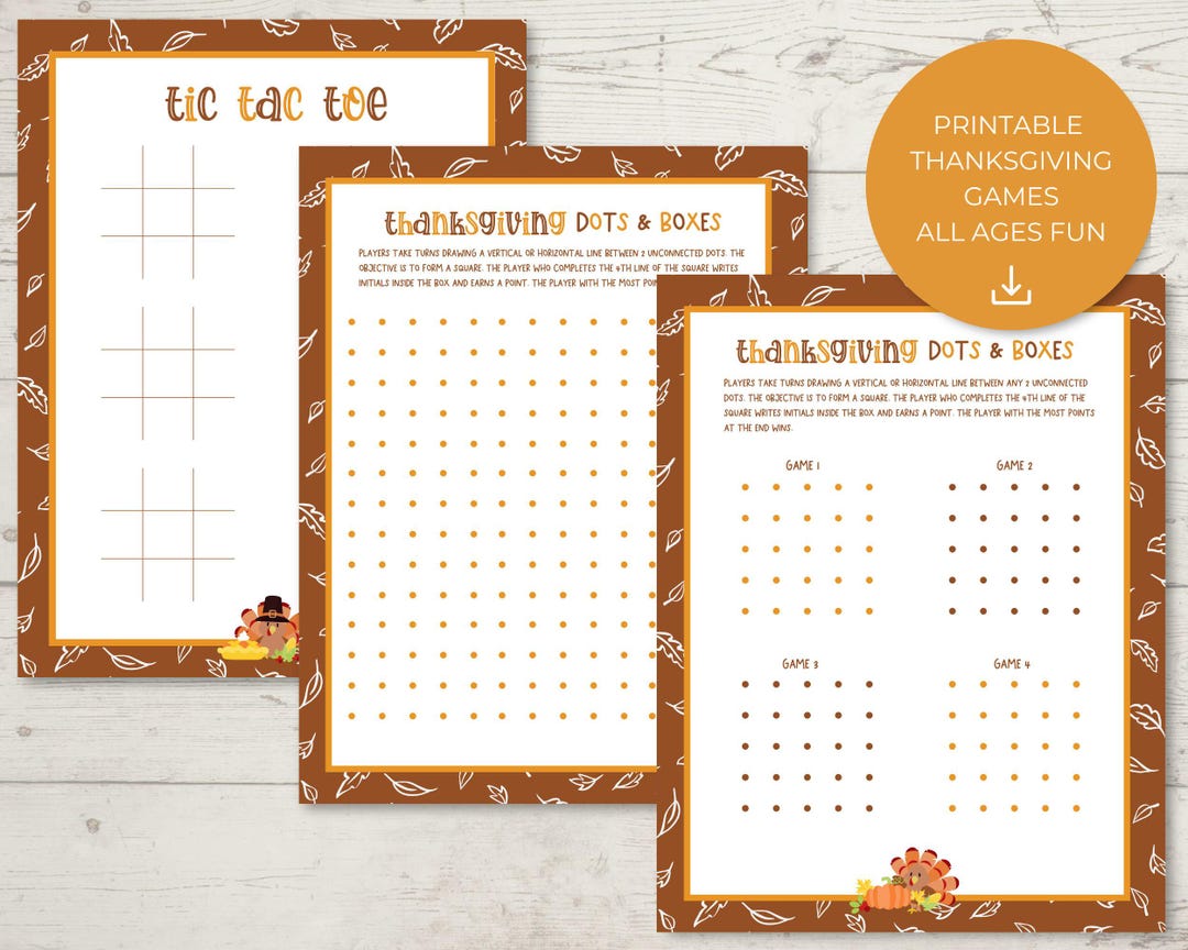 Instant Download, Printable Thanksgiving Kids Activity, Tic Tac Toe ...