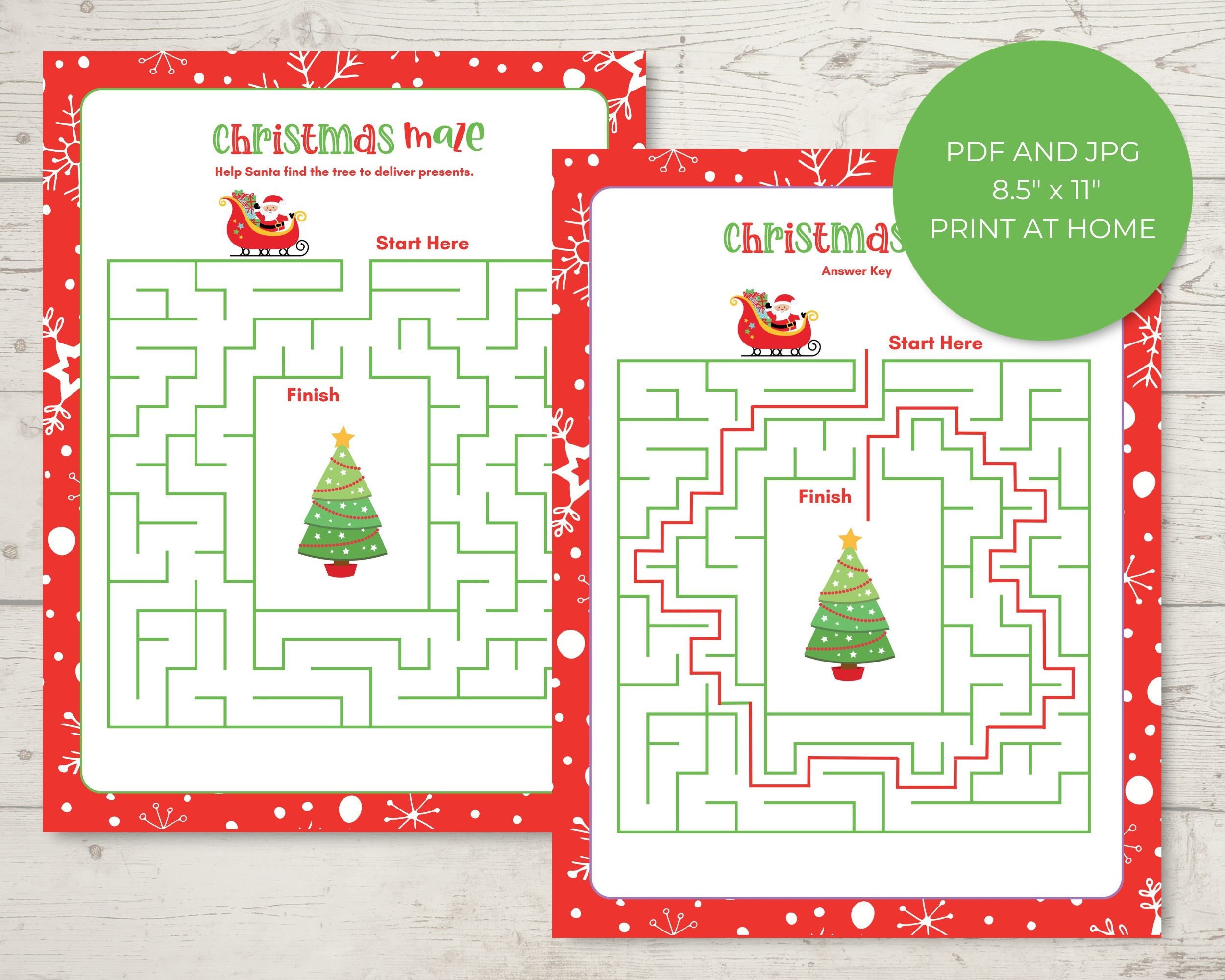 Instant Download, Printable Christmas Santa Maze, Kids Activity, Family ...