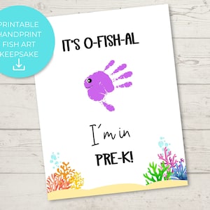 Instant Download, Printable Handprint Fish Art, Pre-k Keepsake, Pre-k ...