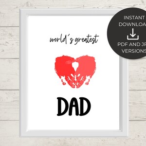 Instant Download, Printable Handprint Heart Art, Keepsake Gift for Dad ...