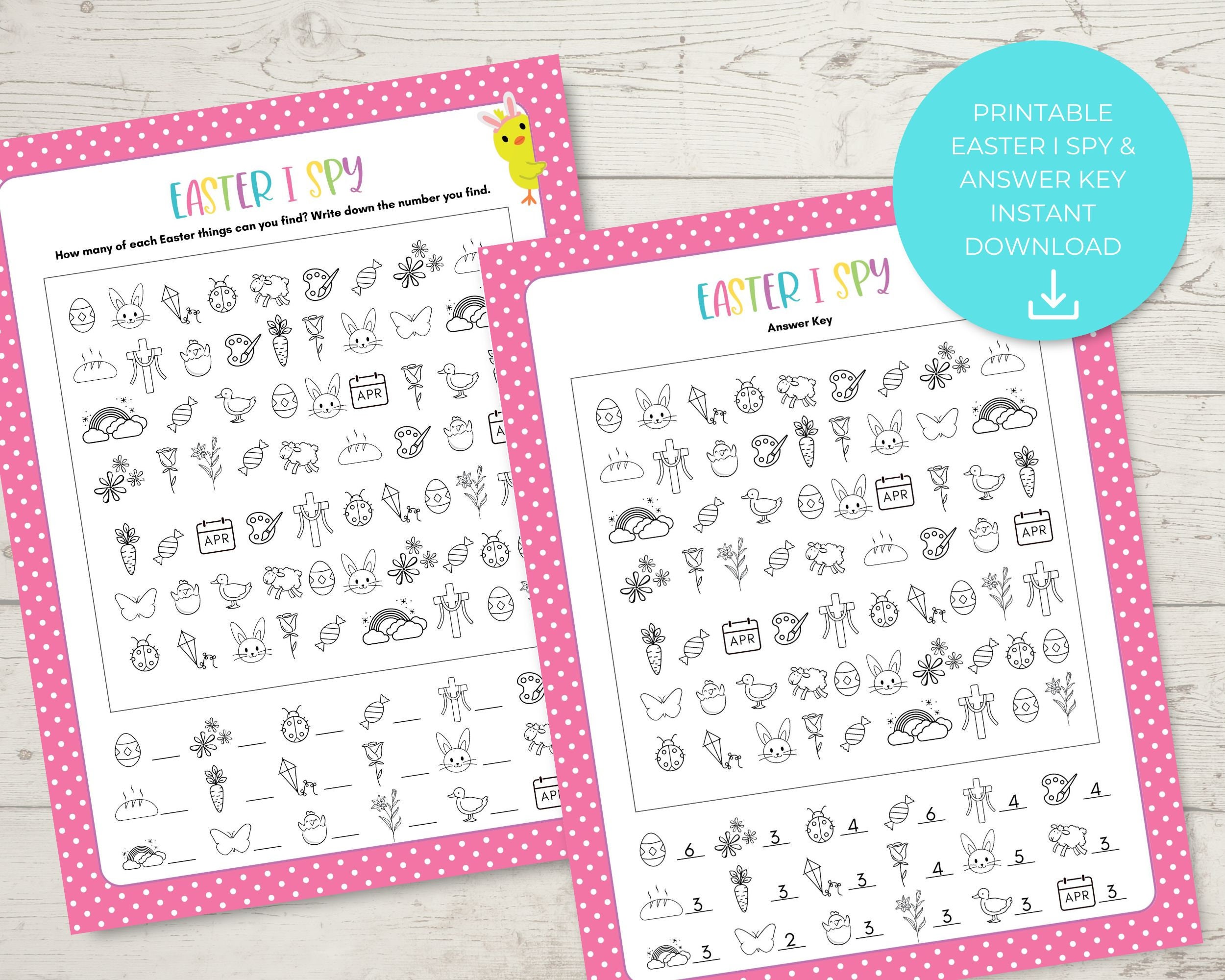 Instant Download, Printable Easter I Spy, Kids Activity, Easter Basket ...