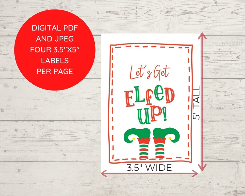 Let's Get Elfed up Printable Wine Bottle Labels, Instant Download, Set ...