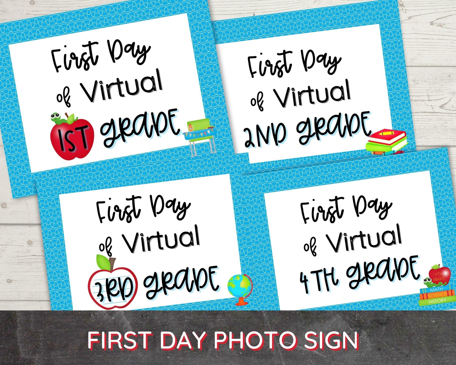 Instant Download, First Day & Last Day of Virtual School Printable ...