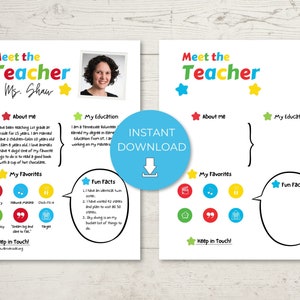 Editable, Instant Download, Printable Meet the Teacher Template for the ...