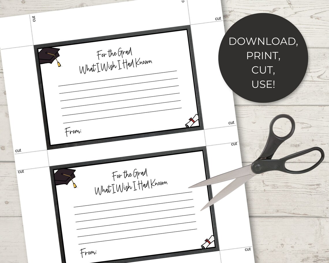 Instant Download, Printable Graduation Advice Cards, Party Activity ...