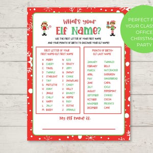 Instant Download, Printable Christmas What's Your Elf Name Activity ...