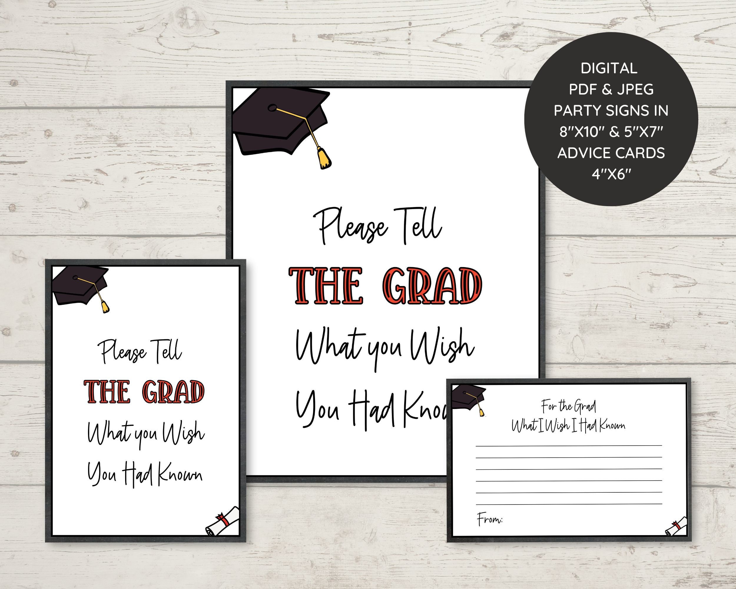Instant Download, Printable Graduation Advice Cards, Party Activity ...