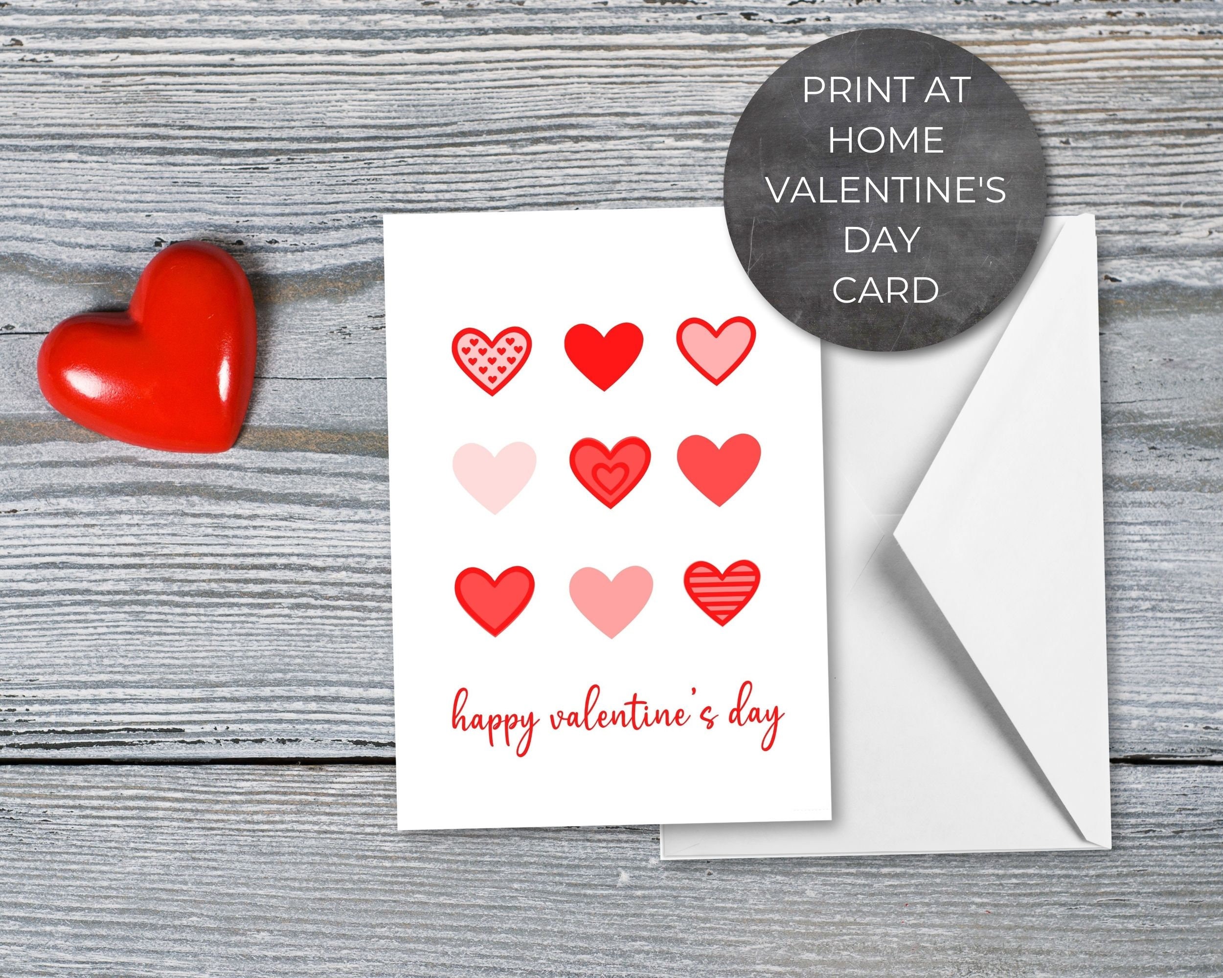 Instant Download, Printable Heart Happy Valentine's Day Card for Anyone ...