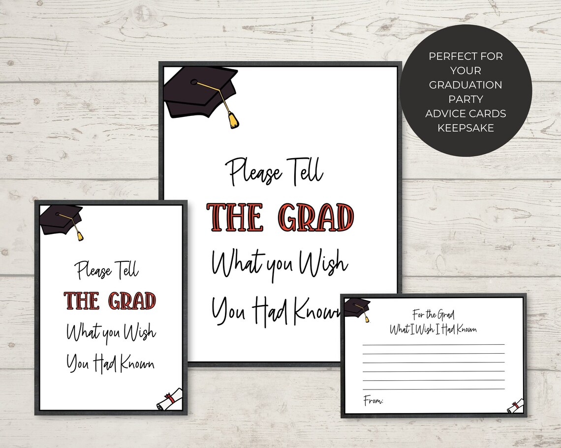 Instant Download, Printable Graduation Advice Cards, Party Activity ...