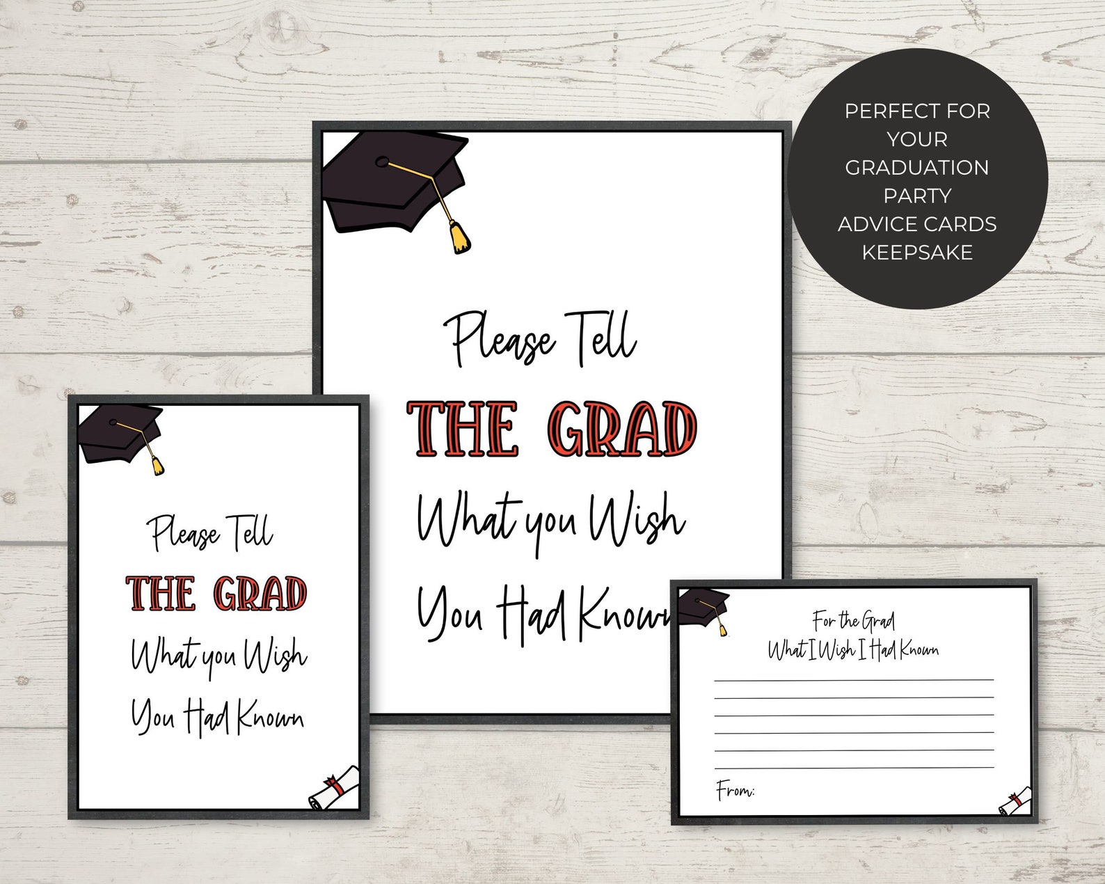 Instant Download, Printable Graduation Advice Cards, Party Activity ...