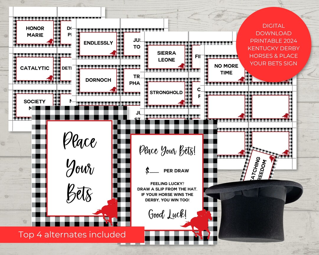Instant Download, Printable 2024 Derby Betting Game , Hat Draw Derby ...