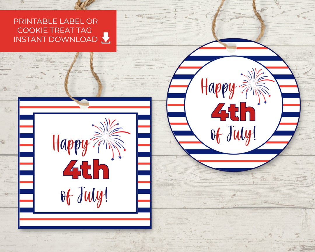 Instant Download, Printable 2 & 2.5 Happy 4th of July Label, Gift Tag ...