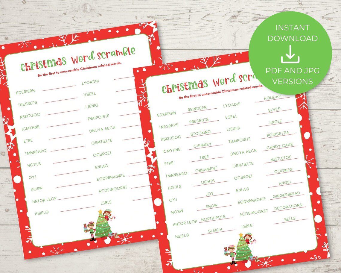 Instant Download, Printable Christmas North Pole Word Scramble, Kids ...