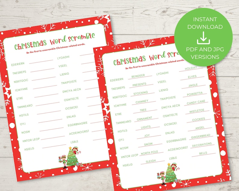 Instant Download, Printable Christmas North Pole Word Scramble, Kids ...