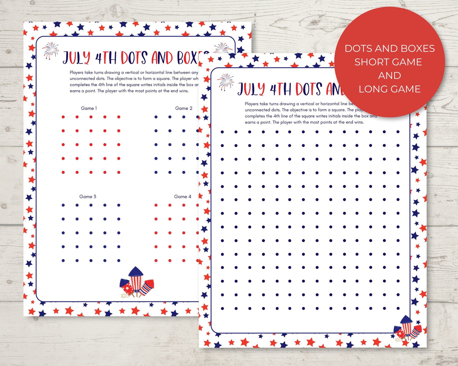 Instant Download, Printable 4th of July Kids Activity, Tic Tac Toe ...