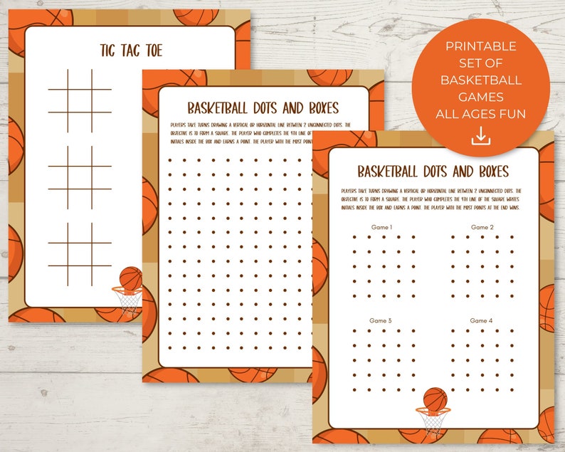 Instant Download, Printable Basketball Kids Activity, Tic Tac Toe, Dots ...
