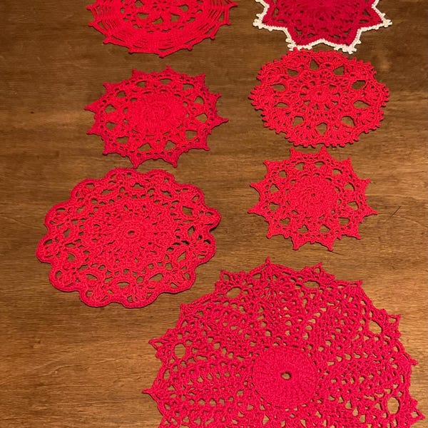 Red Doilies - Etsy