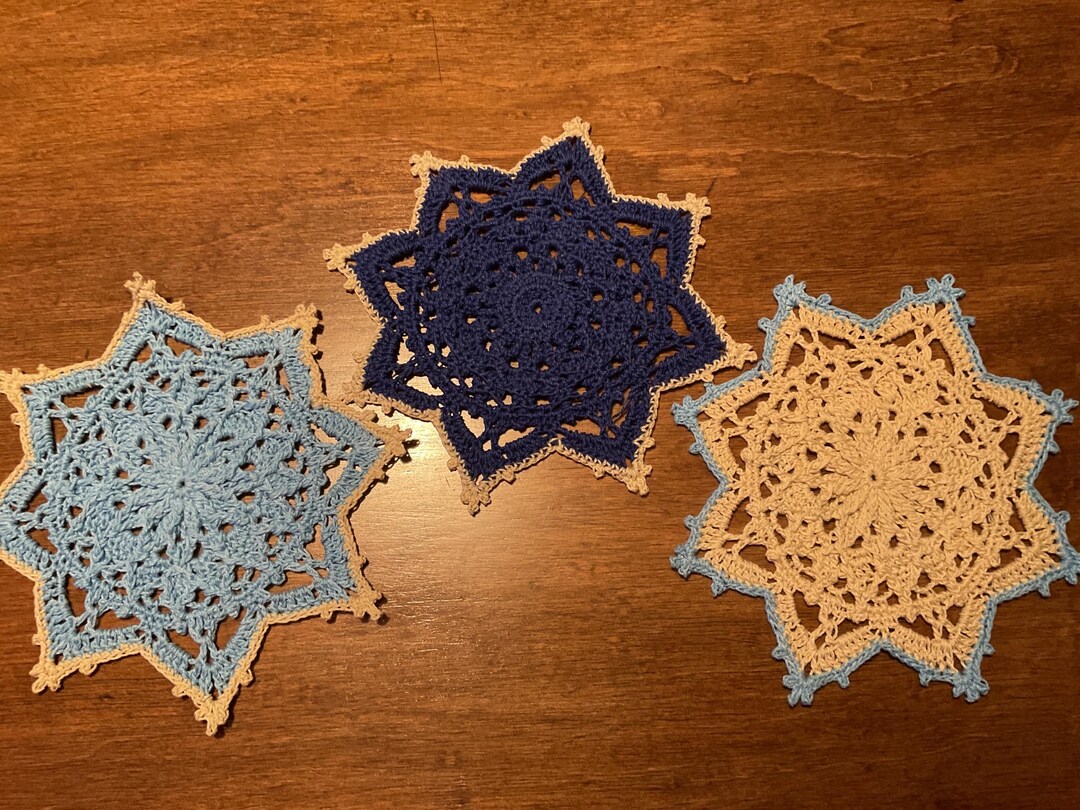 Doily Doilies, 6” Round,dark Blue, Light Blue, Cream, Decoration, Wall ...