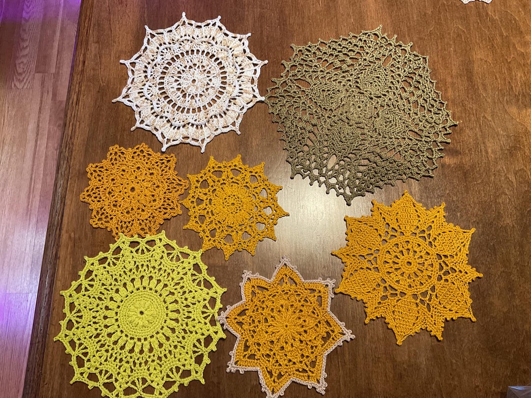 Yellows/gold Small Doily Doilies Handmade Bright Yellow, Gold, Cream ...