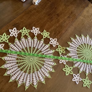 Doily Doilies 48” X 16” Floral Table Runner, Light Green, Cream ...