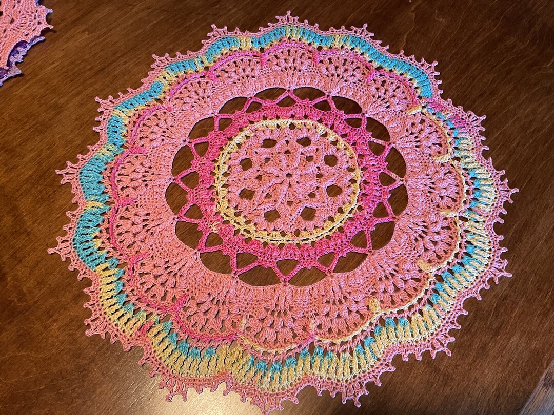 Doily Doilies Handmade, Pink, Blue, Yellow , 14” Round, Decoration ...