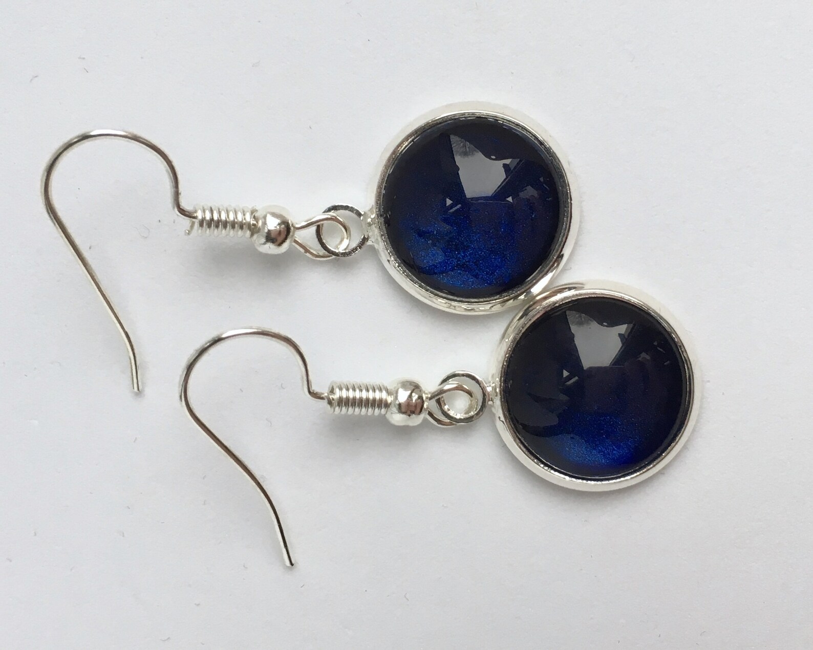 Royal Blue Earrings Round Dark Blue Drop Earrings - Etsy UK